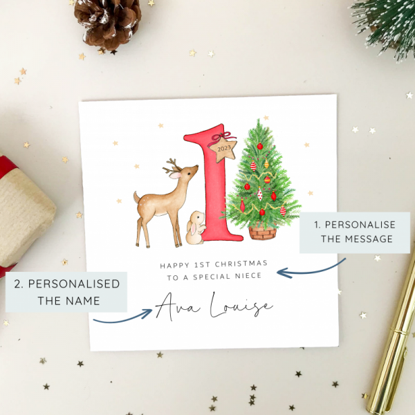 Personalised Girls 1st Christmas Card - First Christmas Card - Daughter ...