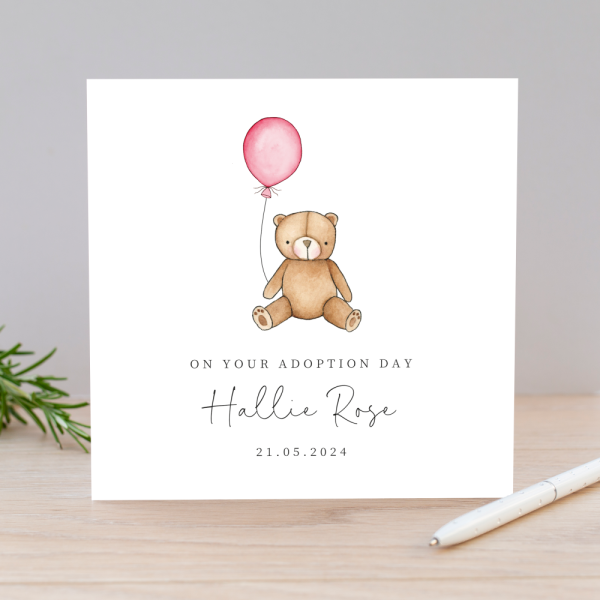 Personalised Adoption Card for a Girl - Just For Cards Greetings Cards