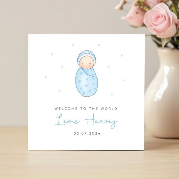 Personalised New Baby Boy Card - Just For Cards Greetings Cards