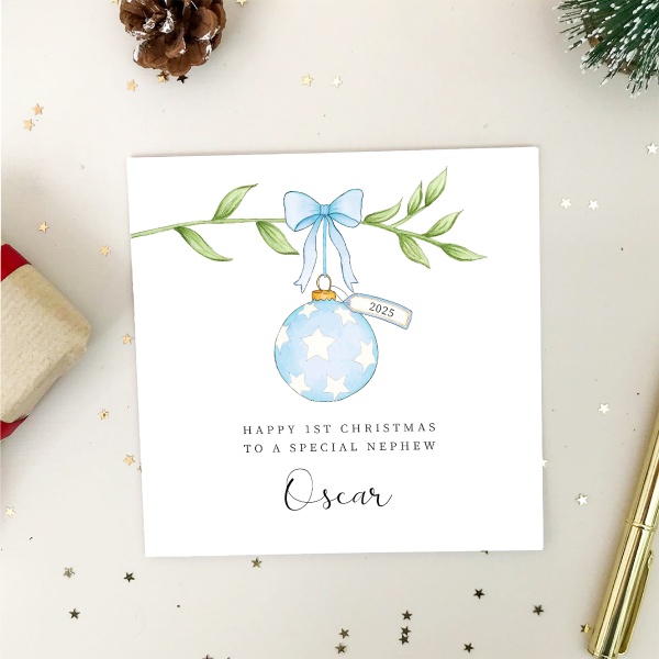 Personalised Boys 1st Christmas Card - First Christmas Card - Snowman ...