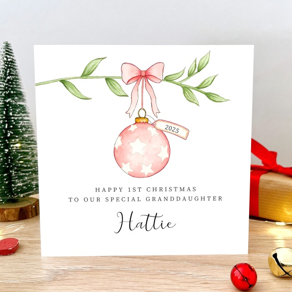 Personalised Christmas Card - Baubles - Just For Cards Greetings Cards