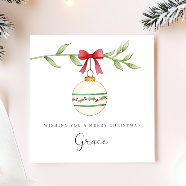 Personalised Christmas Card - Baubles - Just For Cards Greetings Cards