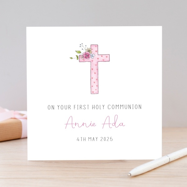 Personalised First Holy Communion Card - Girls Communion Card - Just ...