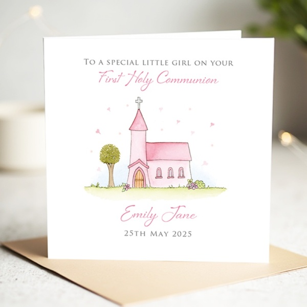 Personalised First Holy Communion Card - Girls Communion Card - Just ...