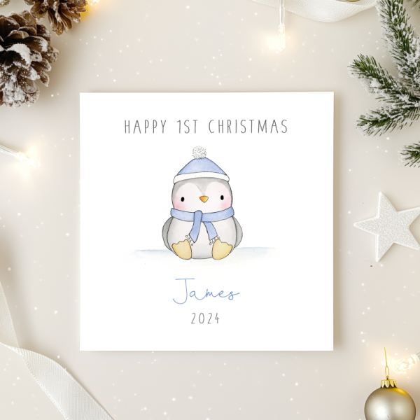 Personalised Boys 1st Christmas Card - First Christmas Card - Snowman ...