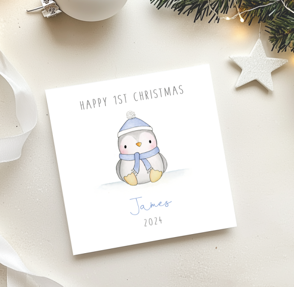 Personalised Boys 1st Christmas Card - First Christmas Card - Snowman ...