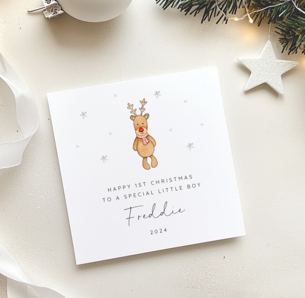 Personalised Boys First Christmas Card - 1st Christmas Card - Son ...