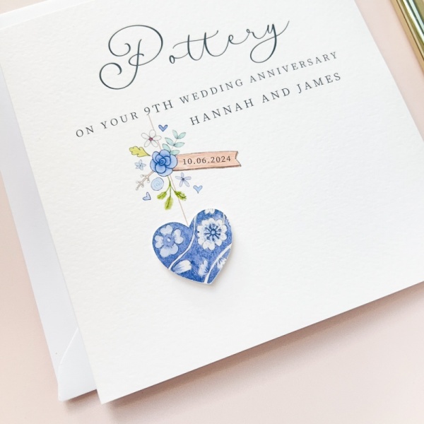 Personalised Pottery Wedding Anniversary Card, 9th Anniversary Cards ...