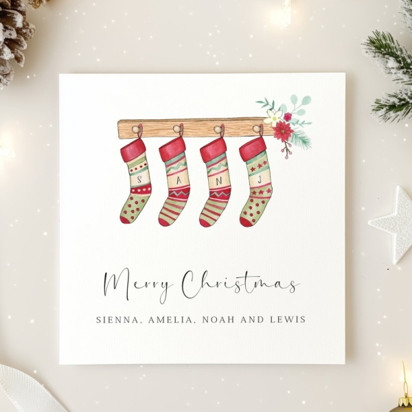 Personalised Christmas Card - Family Stockings - Just For Cards ...