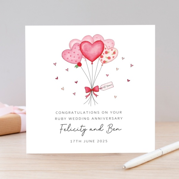Personalised Ruby Wedding Anniversary Card, 40th Anniversary Cards ...