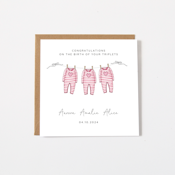 Personalised Baby Triplets Card - Just For Cards Greetings Cards
