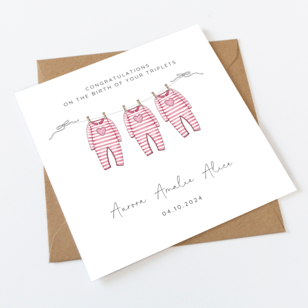 Personalised Baby Triplets Card - Just For Cards Greetings Cards
