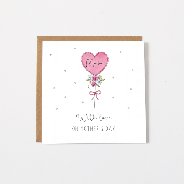 Personalised Mother's Day Card - Heart with flowers - Just For Cards ...