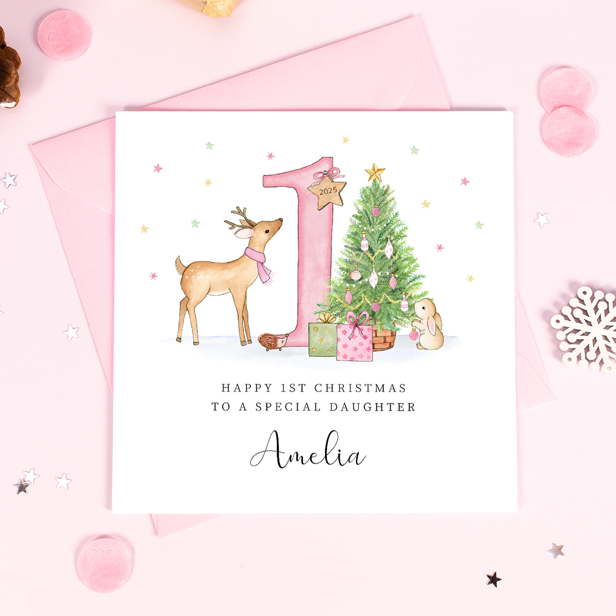 Personalised Girls 1st Christmas Card - First Christmas Card - Daughter ...