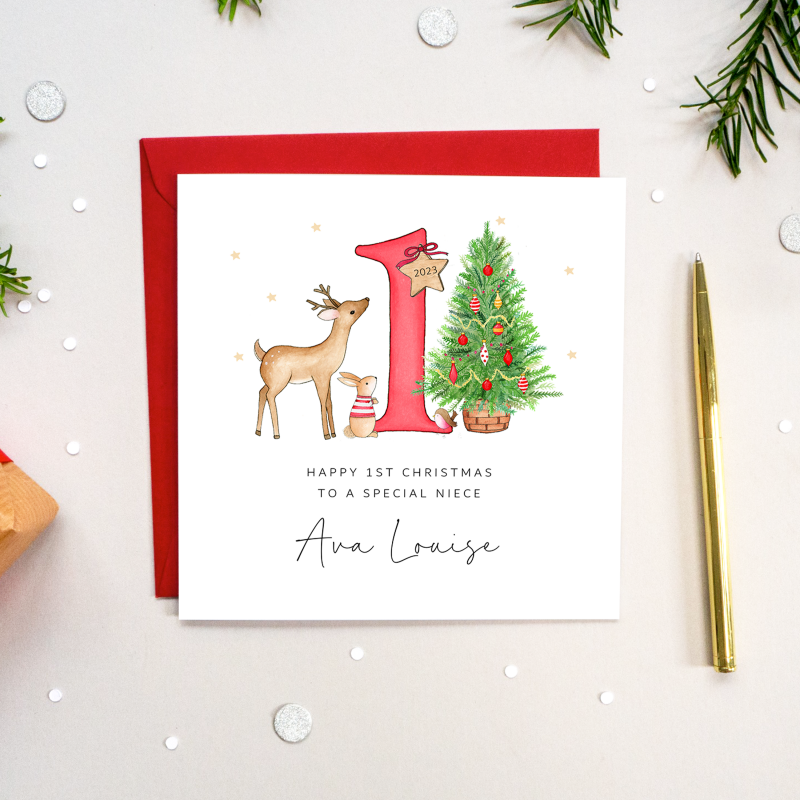 Personalised Girls 1st Christmas Card - First Christmas Card - Daughter ...