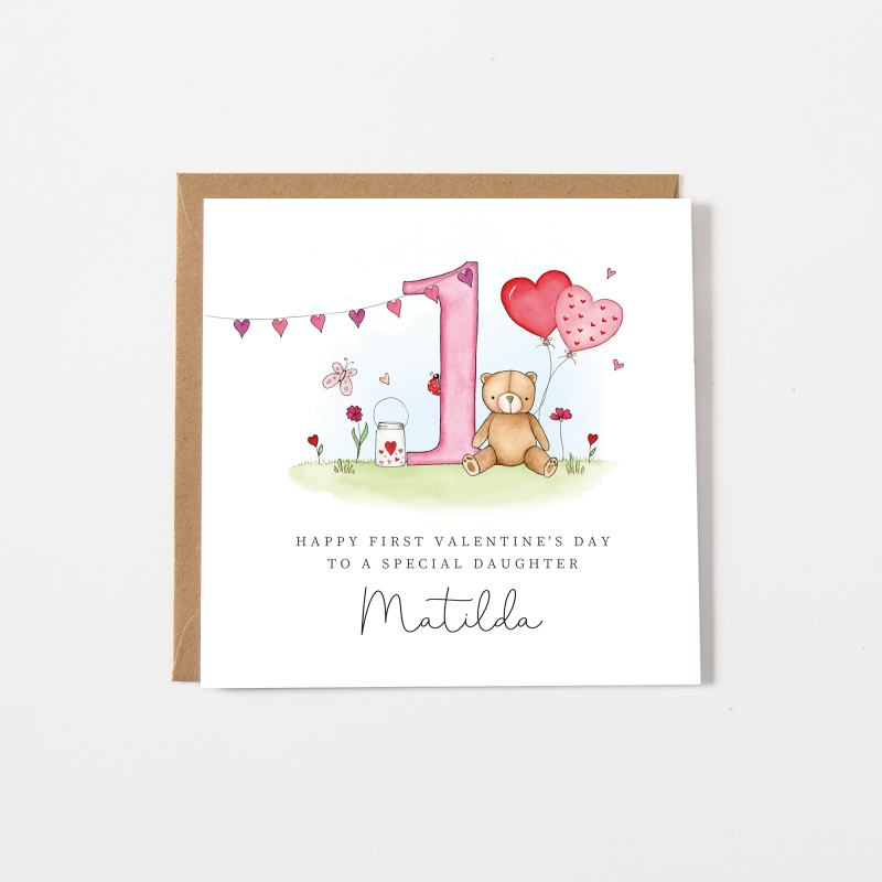 Personalised 1st Valentine's Day Card For a Girl - Just For Cards ...