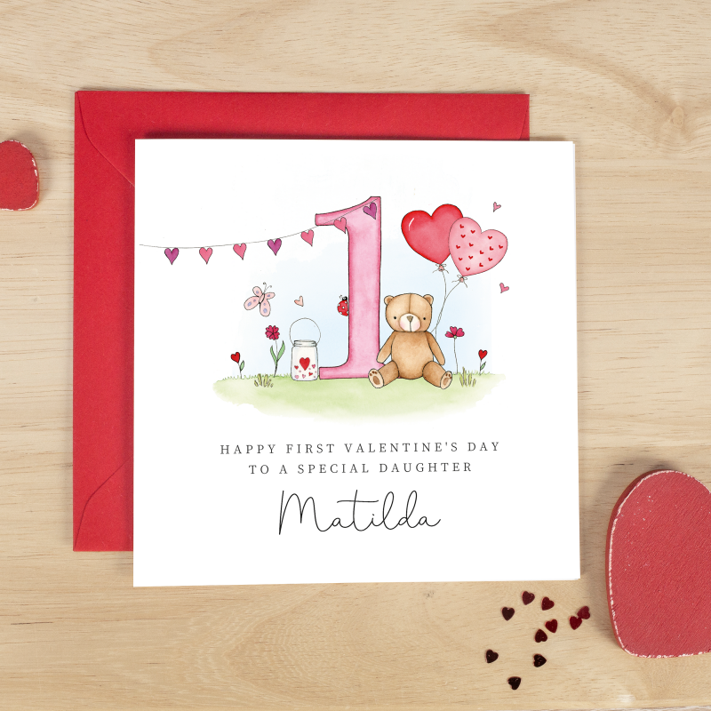 Personalised 1st Valentine's Day Card For a Girl - Just For Cards ...