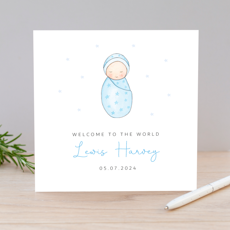 Personalised New Baby Boy Card - Just For Cards Greetings Cards