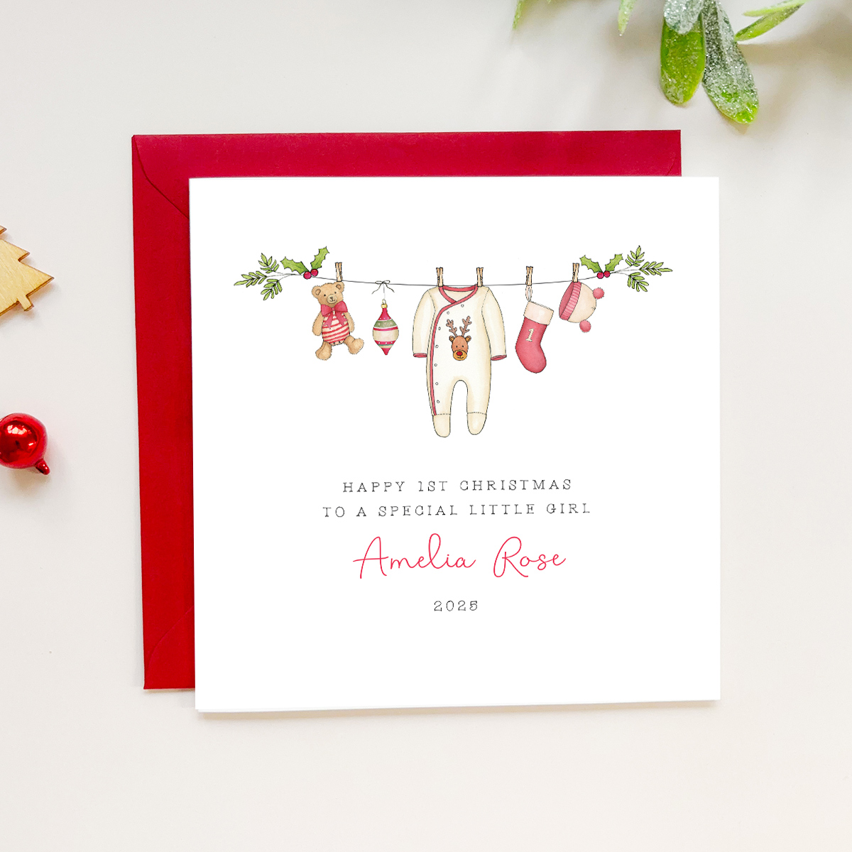 Personalised First Christmas Card - Washing Line - Just For Cards ...