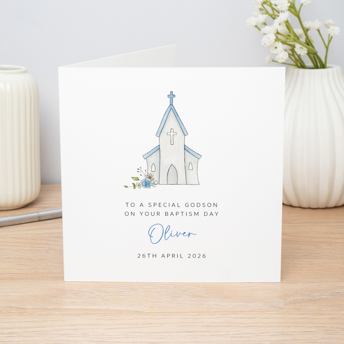 Personalised Handmade Christening Card Son, Grandson, Godson - Just For ...