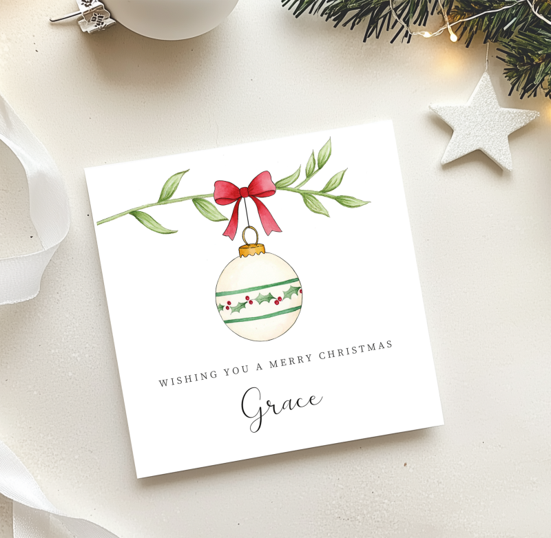 Personalised Christmas Card - Baubles - Just For Cards Greetings Cards