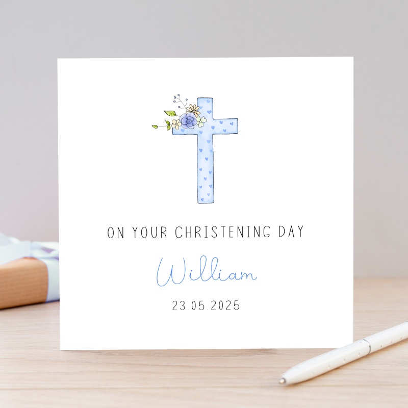 Personalised Christening Card Son, Grandson, Godson - Just For Cards ...