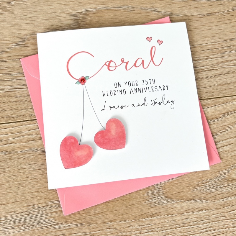 Personalised Coral Wedding Anniversary Card 35th Anniversary Cards ...
