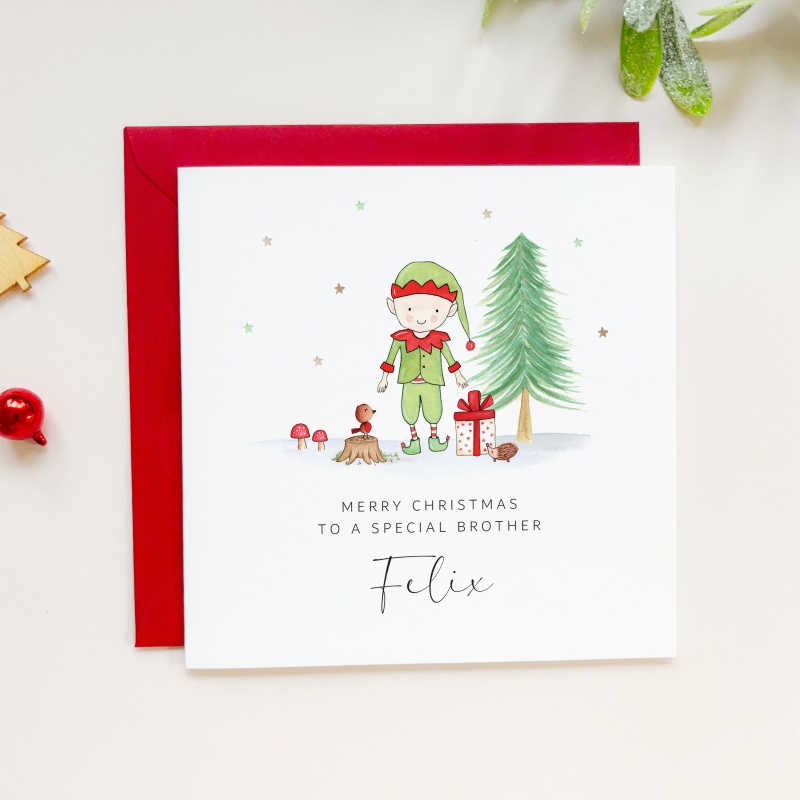 Personalised Boys Christmas Card - Little Elf - Just For Cards ...