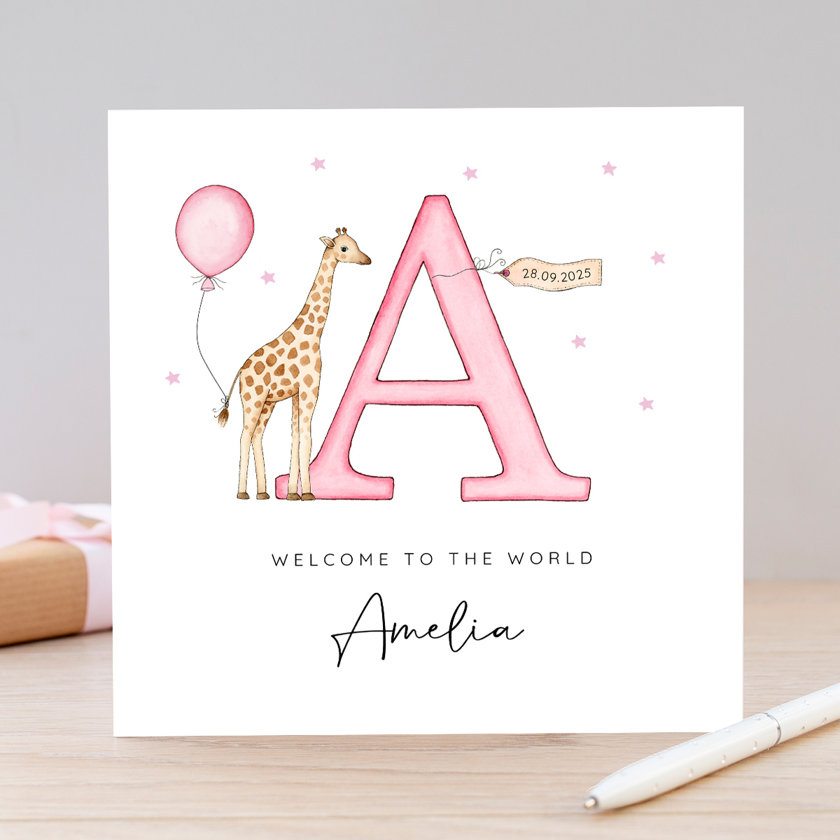Personalised Baby Girl Card - Alphabet Letter, New Baby Girl Card ...