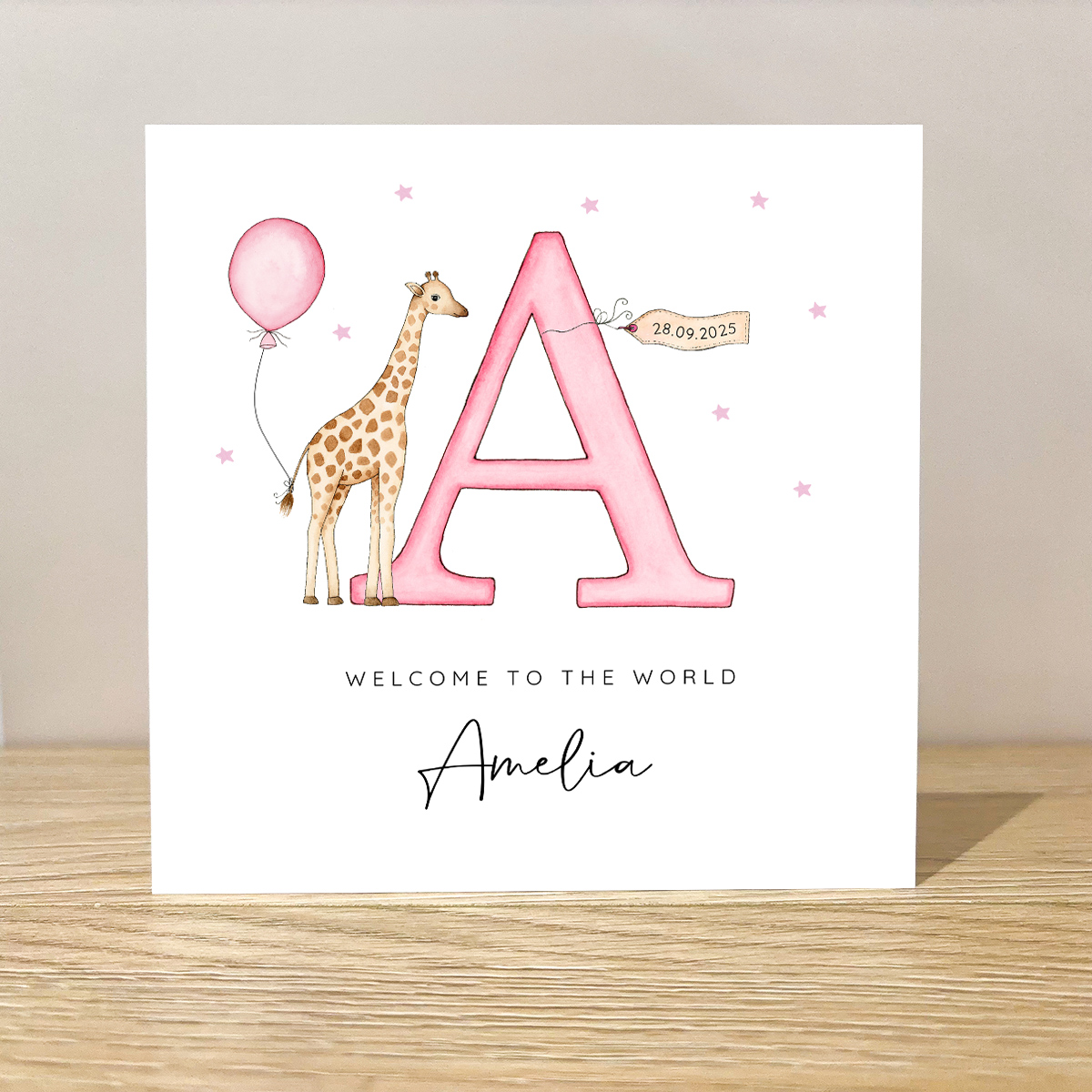 Personalised Baby Girl Card - Alphabet Letter, New Baby Girl Card ...
