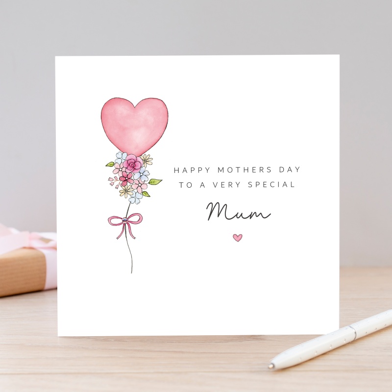 Personalised Mother's Day Card - Heart with flowers - Just For Cards ...