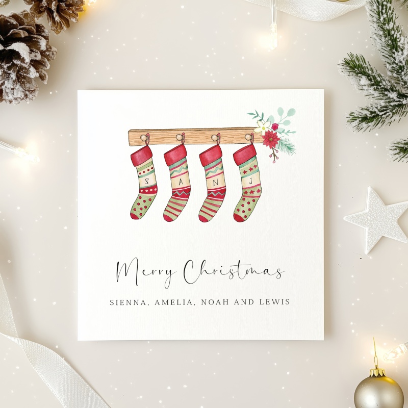 Personalised Christmas Card - Family Stockings - Just For Cards ...