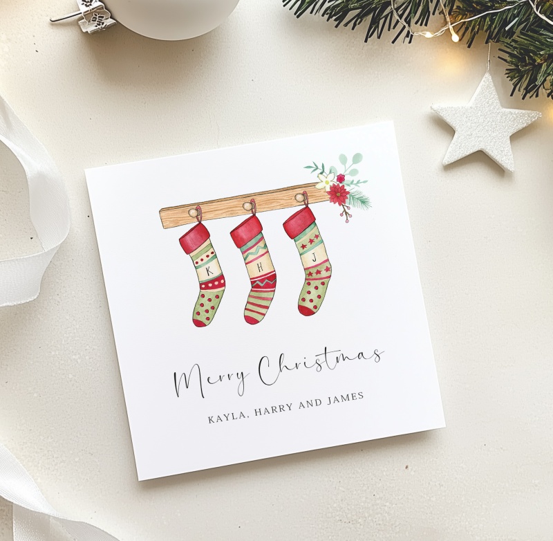 Personalised Christmas Card - Family Stockings - Just For Cards ...
