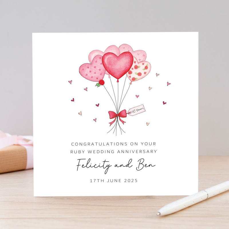 Personalised Ruby Wedding Anniversary Card, 40th Anniversary Cards ...