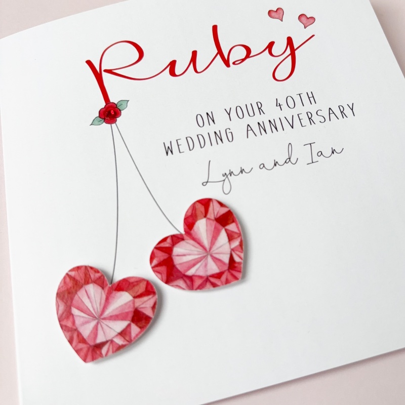 Handmade Personalised Ruby Wedding Anniversary Card Personalised 40th ...