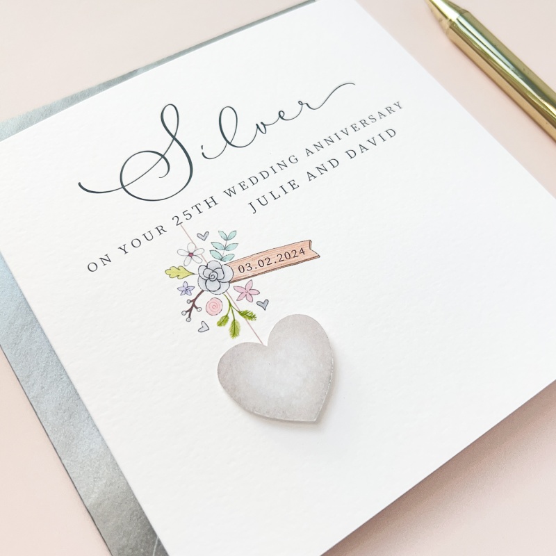 Personalised Silver Wedding Anniversary Card, 25th Anniversary Cards ...