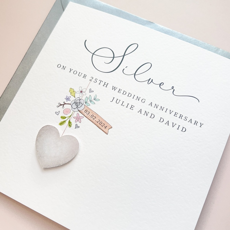 Personalised Silver Wedding Anniversary Card, 25th Anniversary Cards ...