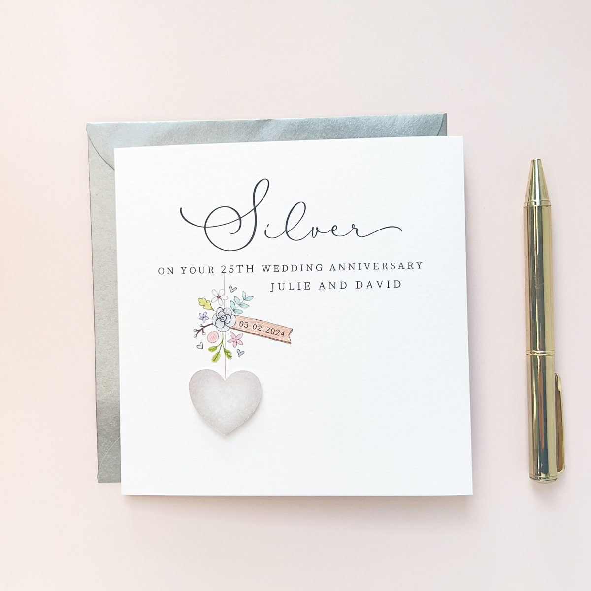 Personalised Silver Wedding Anniversary Card, 25th Anniversary Cards ...