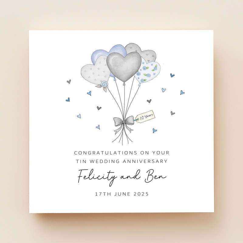 Personalised Tin Wedding Anniversary Card, 10th Anniversary Cards ...
