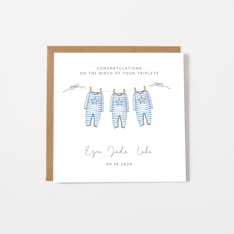 Personalised Baby Triplets Card - Just For Cards Greetings Cards