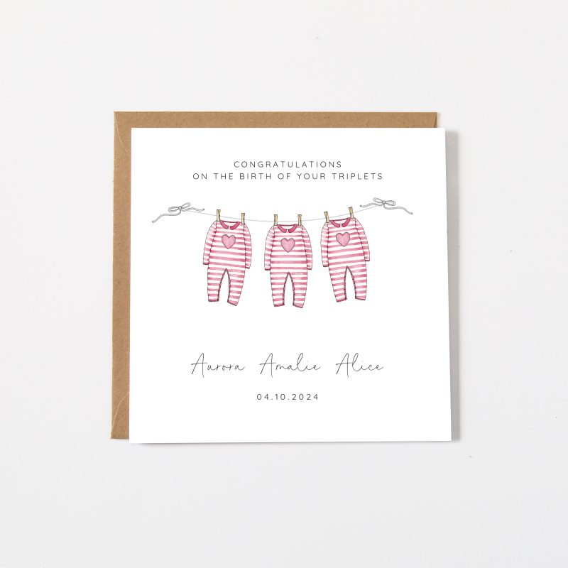 Personalised Baby Triplets Card | Just for Cards - Just For Cards ...