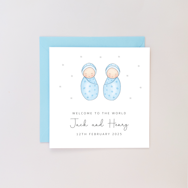 Baby Twins Card. New Baby Twin Boys or Girls - Just For Cards Greetings ...