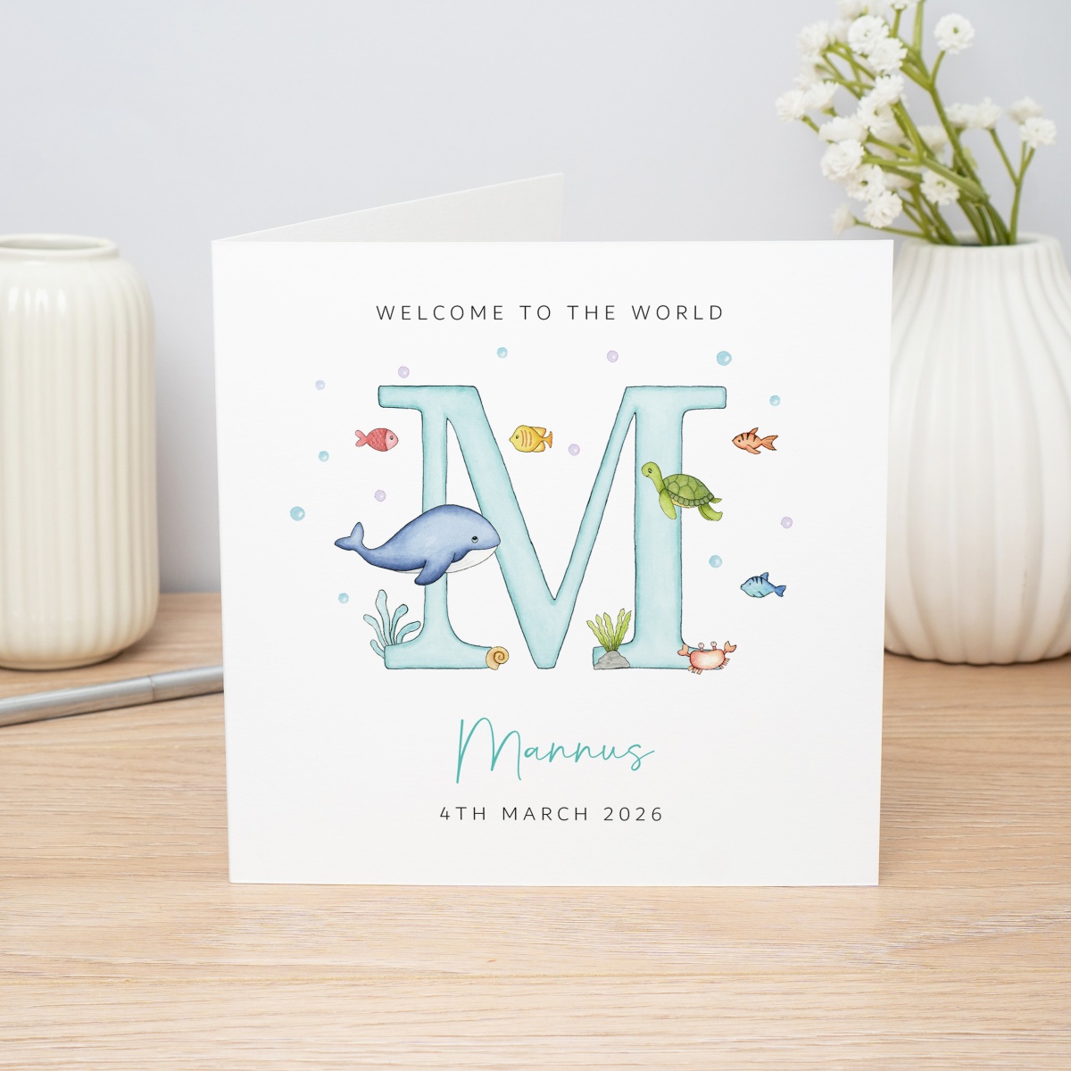Personalised New Baby Boy Card Rainbow Baby Boy Card - Just For Cards ...