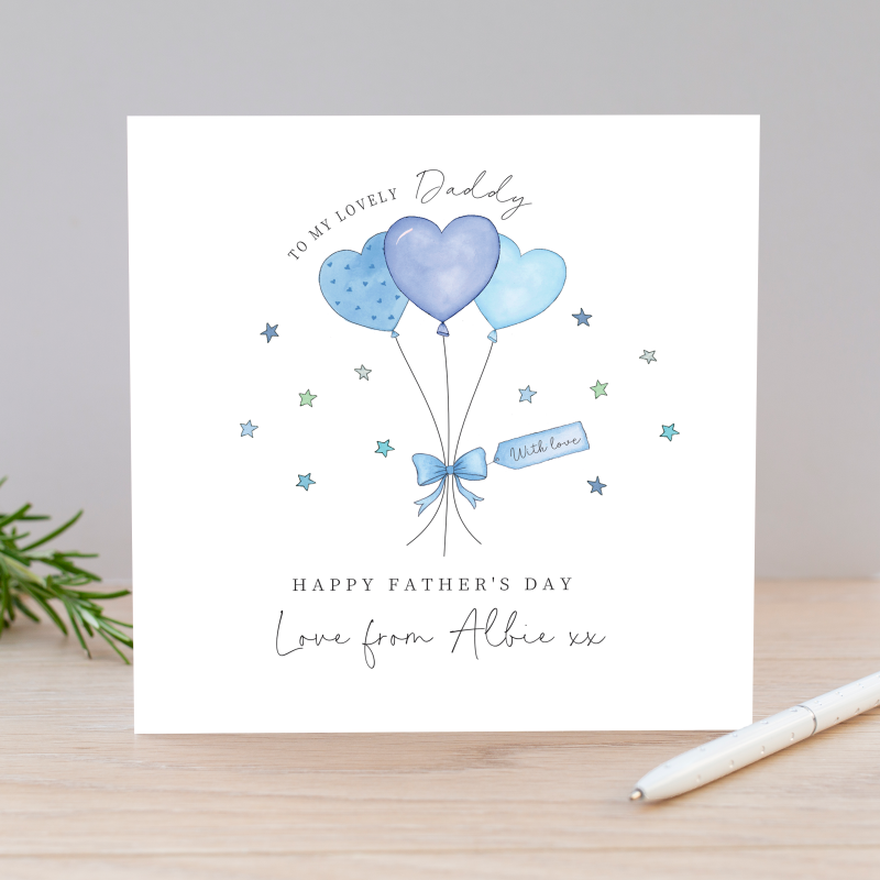 Personalised Father's Day Card - Heart Balloons - Just For Cards ...