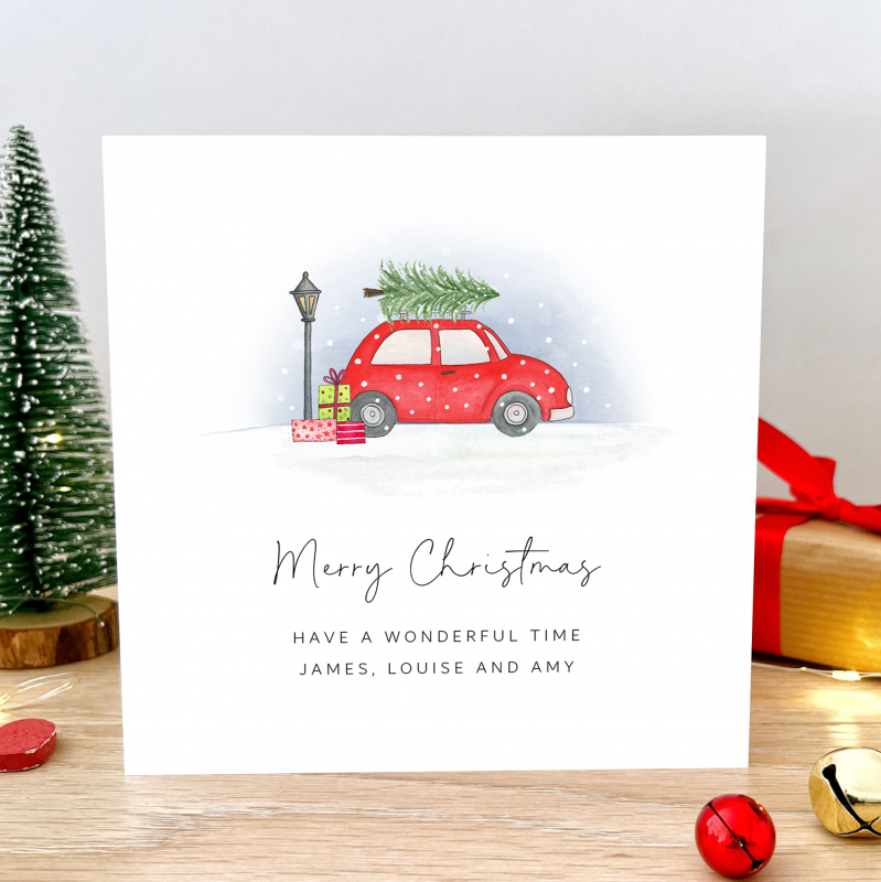 Personalised Christmas card - Driving home for Christmas Card Car ...