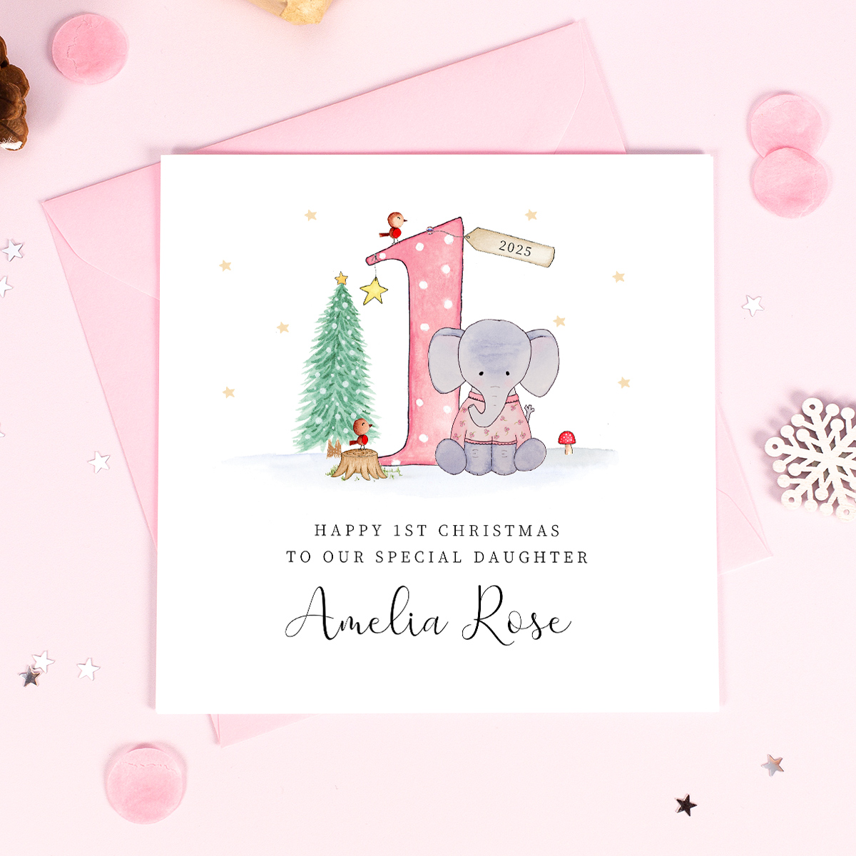 Personalised Girls First Christmas Card - 1st Christmas Card - Daughter ...