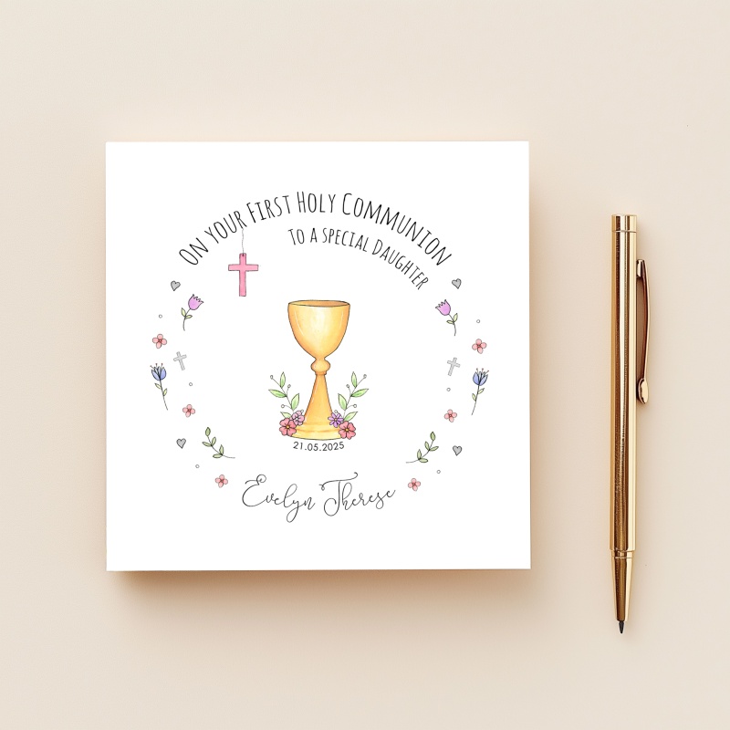 Personalised First Holy Communion Card - Girls Communion Card - Just ...