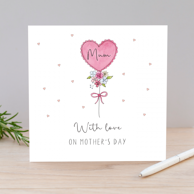 Personalised Mother's Day Card - Heart with flowers - Just For Cards ...