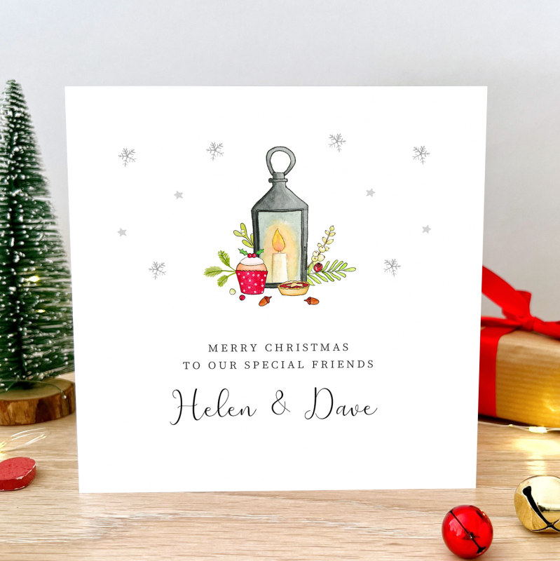 Personalised Lantern Christmas Card for Friends or neighbours. - Just ...