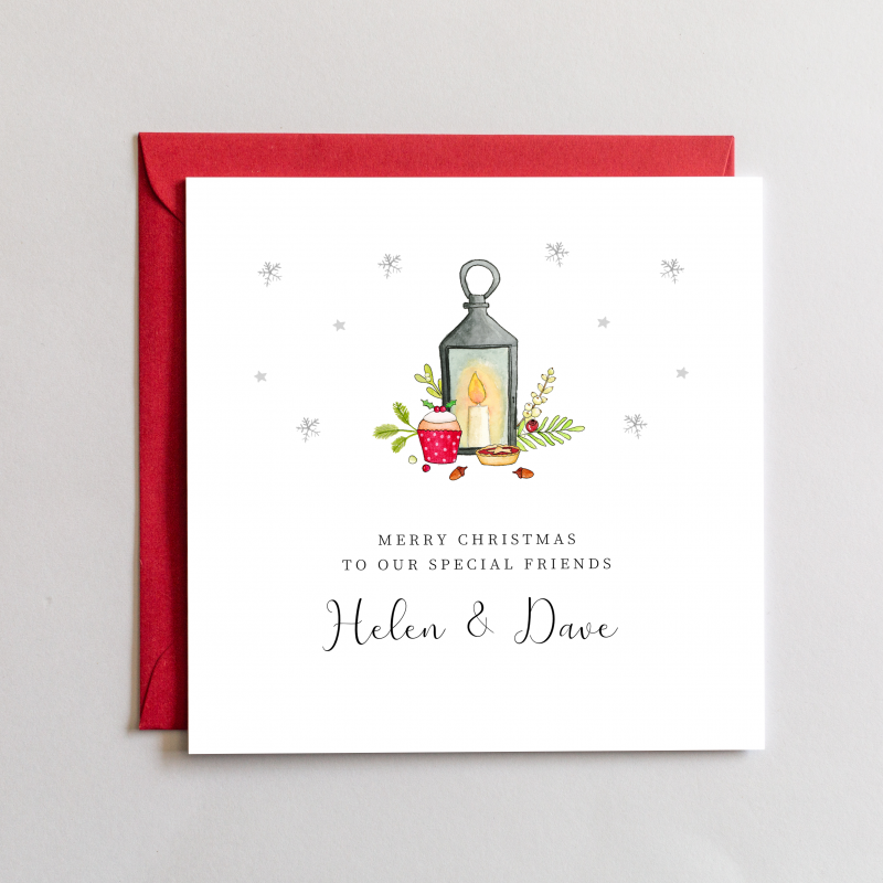 Personalised Lantern Christmas Card for Friends or neighbours. - Just ...